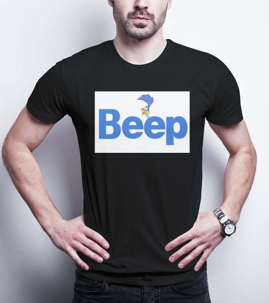 Looney Tunes Road Runner Beep Text Featuring Iconic Cartoon T-Shirt