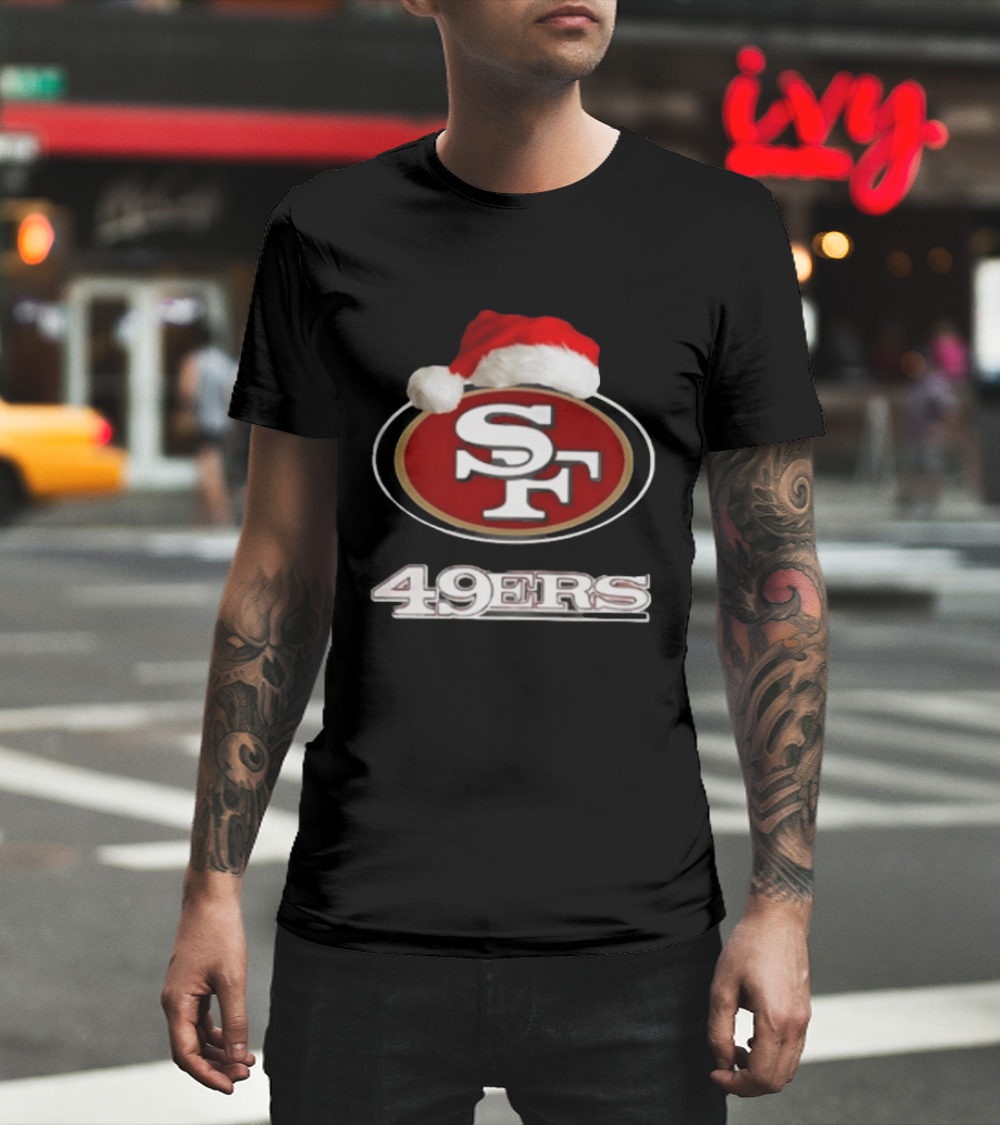 San Francisco 49ers 2025 Santa Hat Christmas Football 49ers T-Shirt