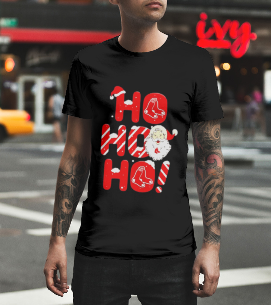 Boston Red Sox Santa Claus Ho Ho Ho Merry Christmas T-Shirt