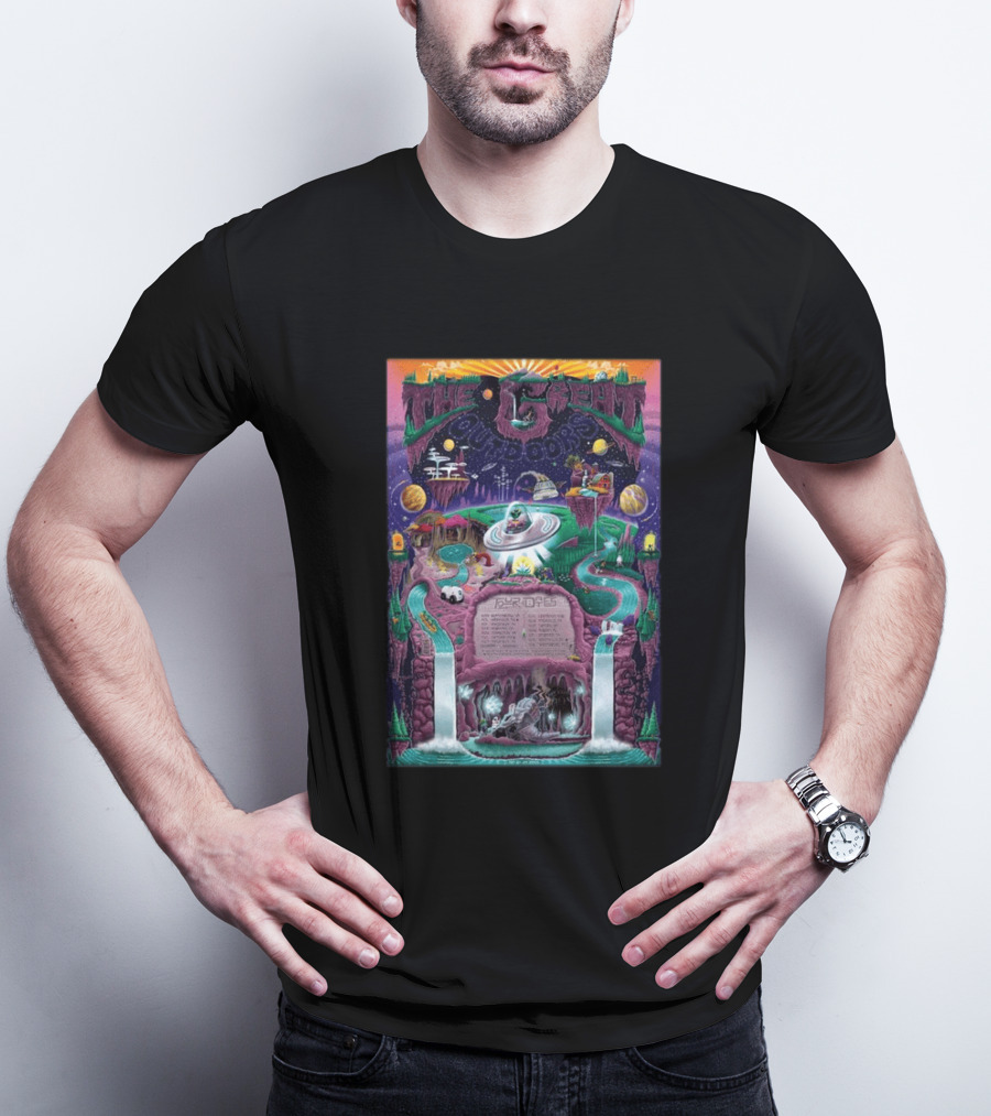 The Great Outdoors Fall Tour 2026 Cosmic Adventure Spaceships Waterfalls Planets T-Shirt