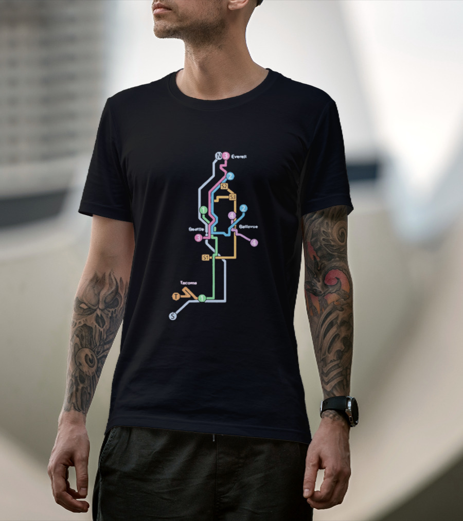 Seattle Tacoma Everett Bellevue Transit Map S1 S2 S3 Route Lines T-Shirt