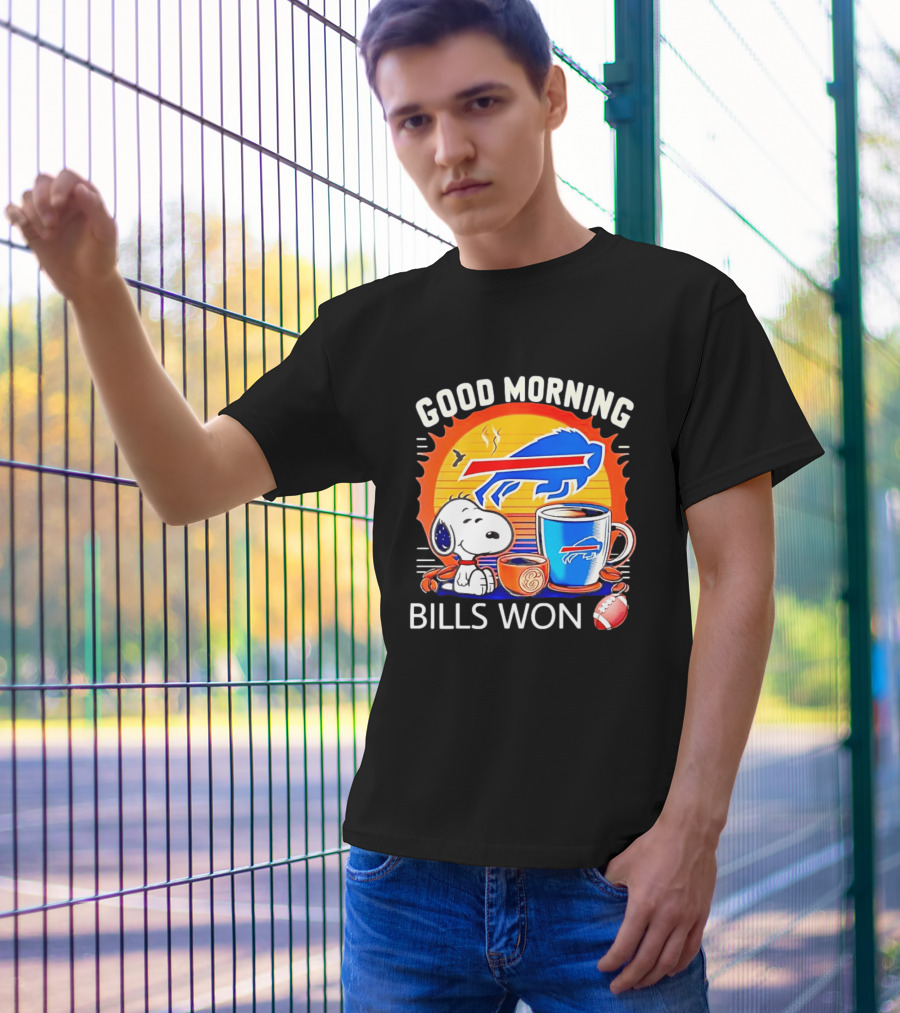 Good Morning Snoopy Buffalo Bills Won Coffee T-Shirt