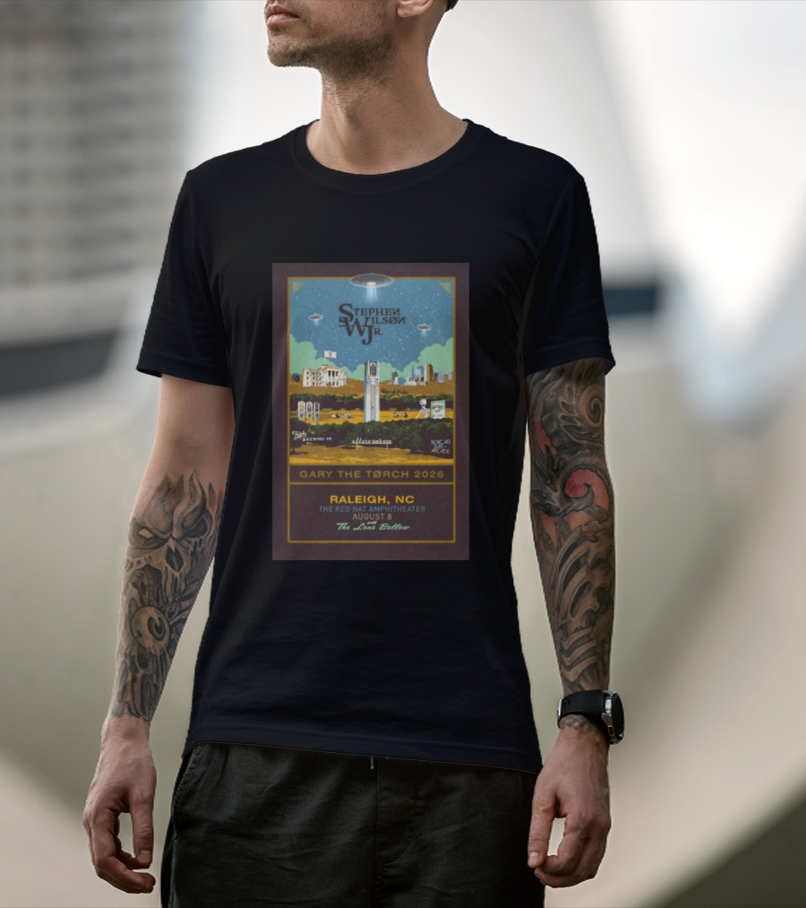 Stephen Wilson JR. Gary The Torch 2026 Raleigh NC Red Hat Amphitheater August 8 The Love Below T-Shirt