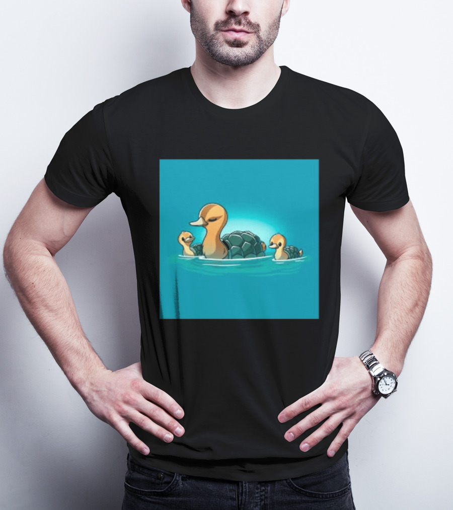 Turtle Ducks Swimming Cute Playful Hybrid Creatures T-Shirt