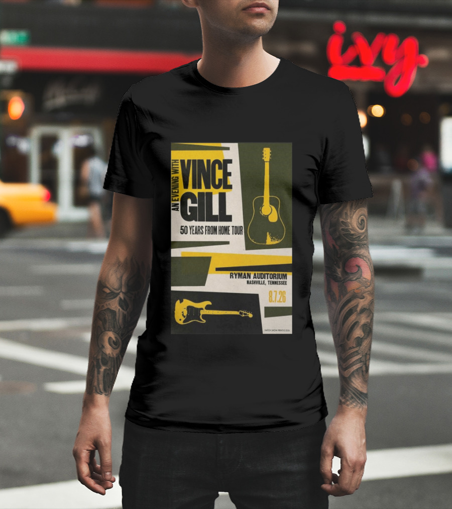 An Evening With Vince Gill 50 Years From Home Tour Ryman Auditorium Nashville August 7 2026 T-Shirt