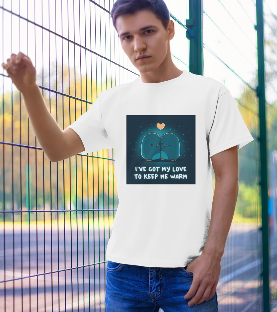 I've Got My Love To Keep Me Warm Heartwarming Penguin Cuddle T-Shirt