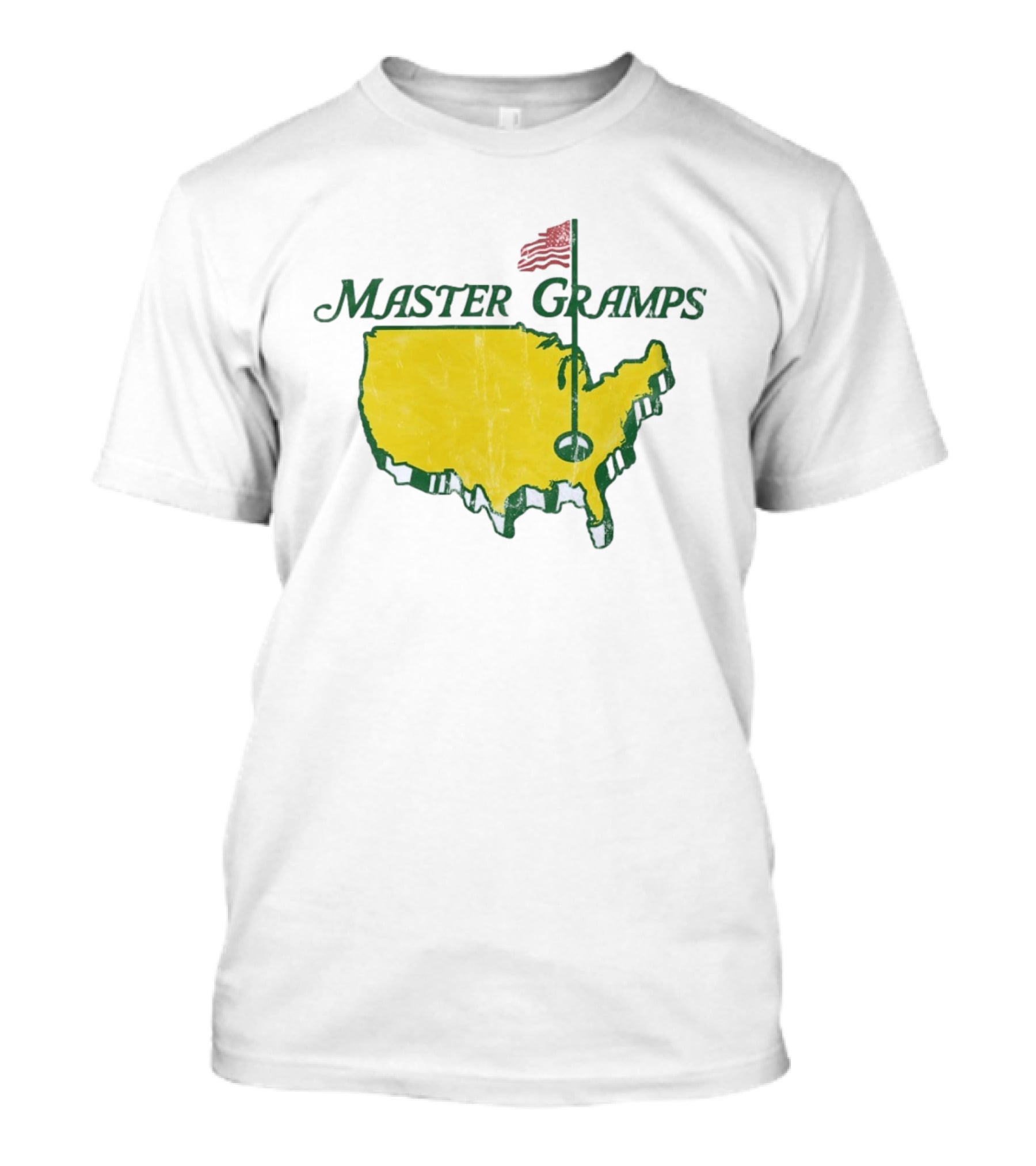 Master Gramps Golfing USA Flag Map T-Shirt