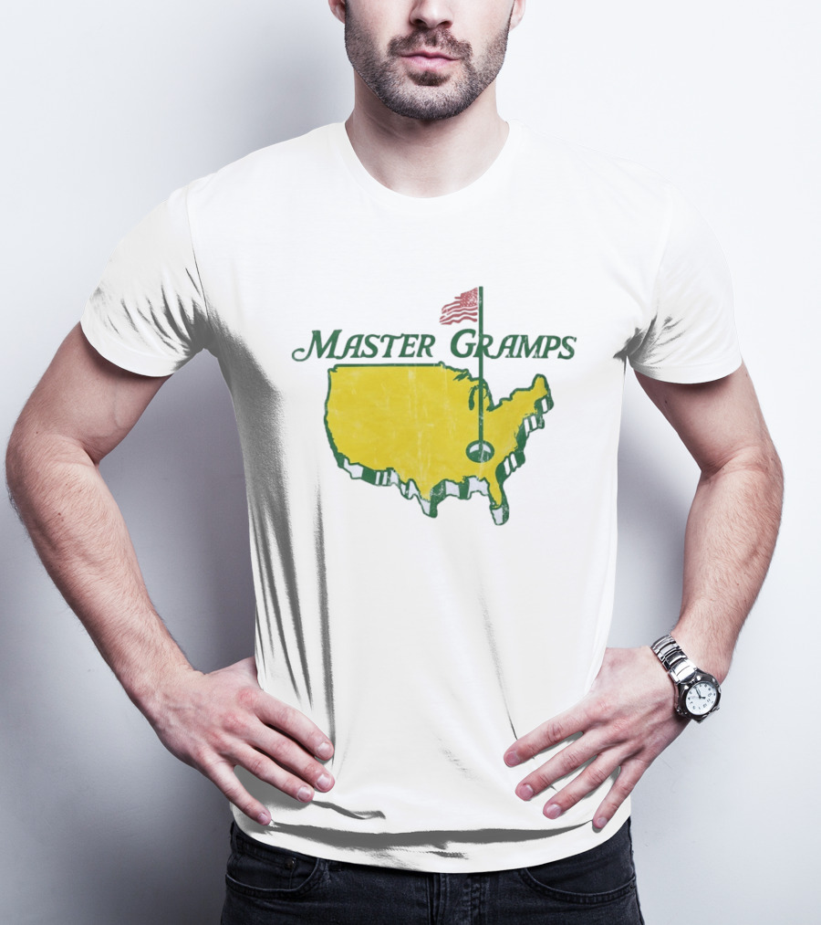 Master Gramps Golfing USA Flag Map T-Shirt