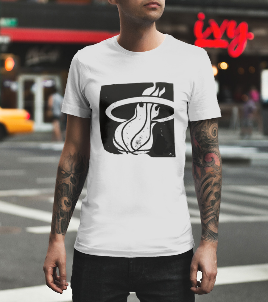 Miami Heat Basketball NBA Iconic Flaming Ball T-Shirt