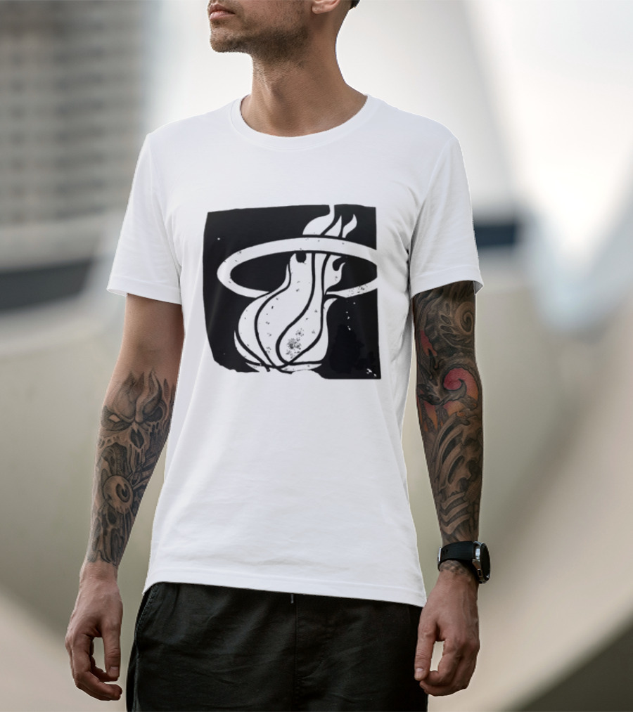 Miami Heat Basketball NBA Iconic Flaming Ball T-Shirt