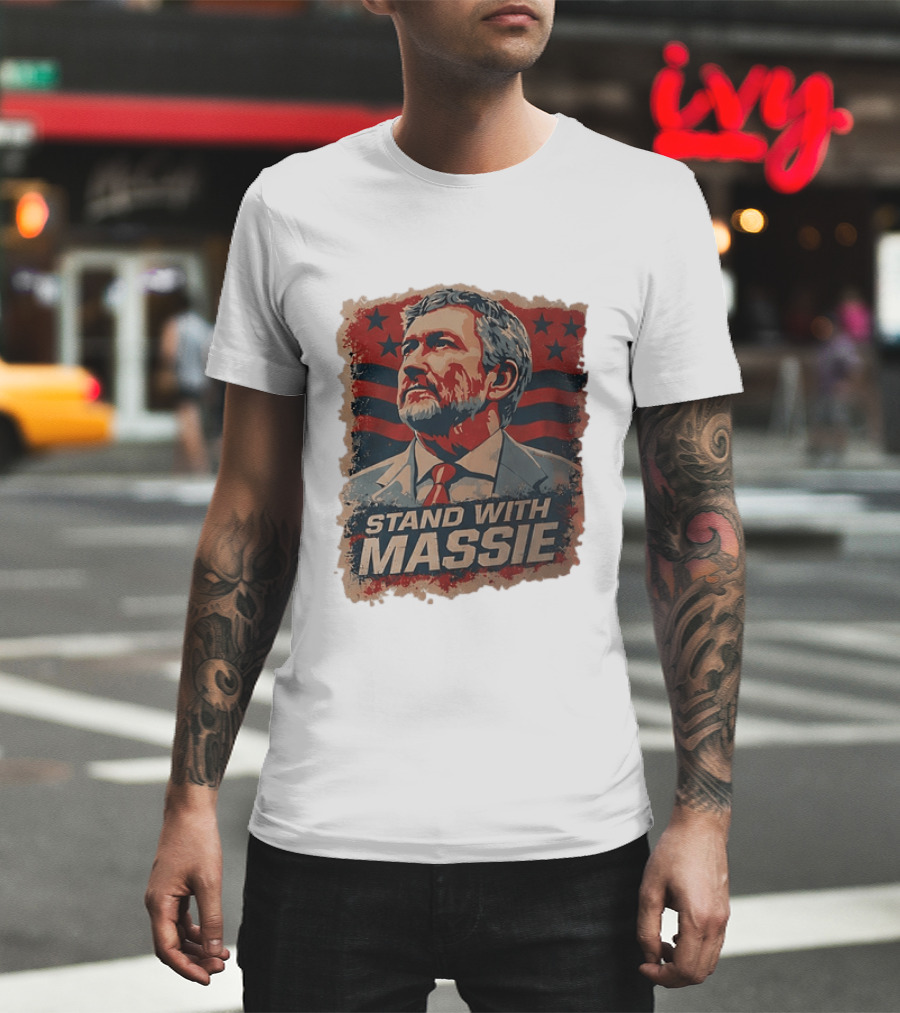 Stand With Massie Patriotic Political Artwork With Stars And Stripes T-Shirt