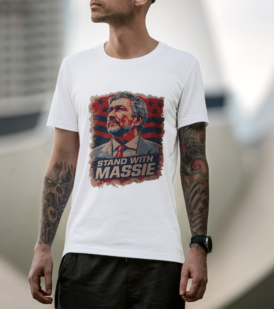 Stand With Massie Patriotic Political Artwork With Stars And Stripes T-Shirt