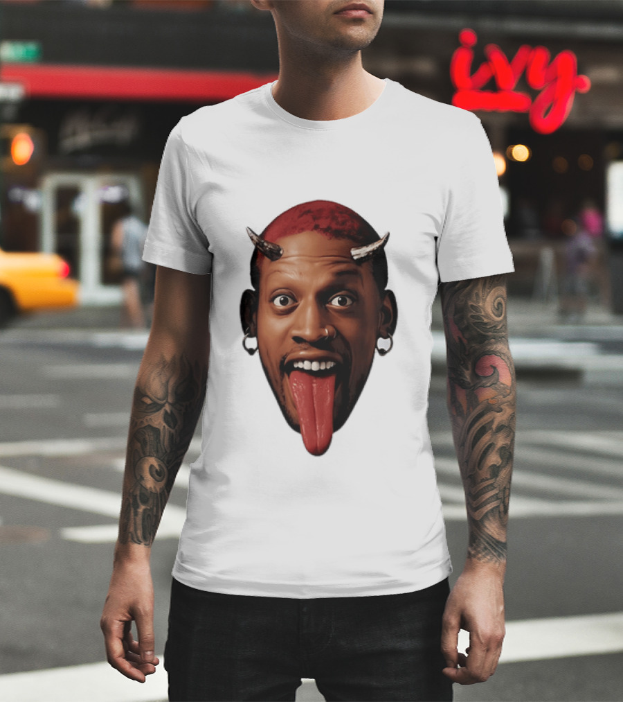 Dennis Rodman Big Face Devil Horns Chicago Bulls T-Shirt