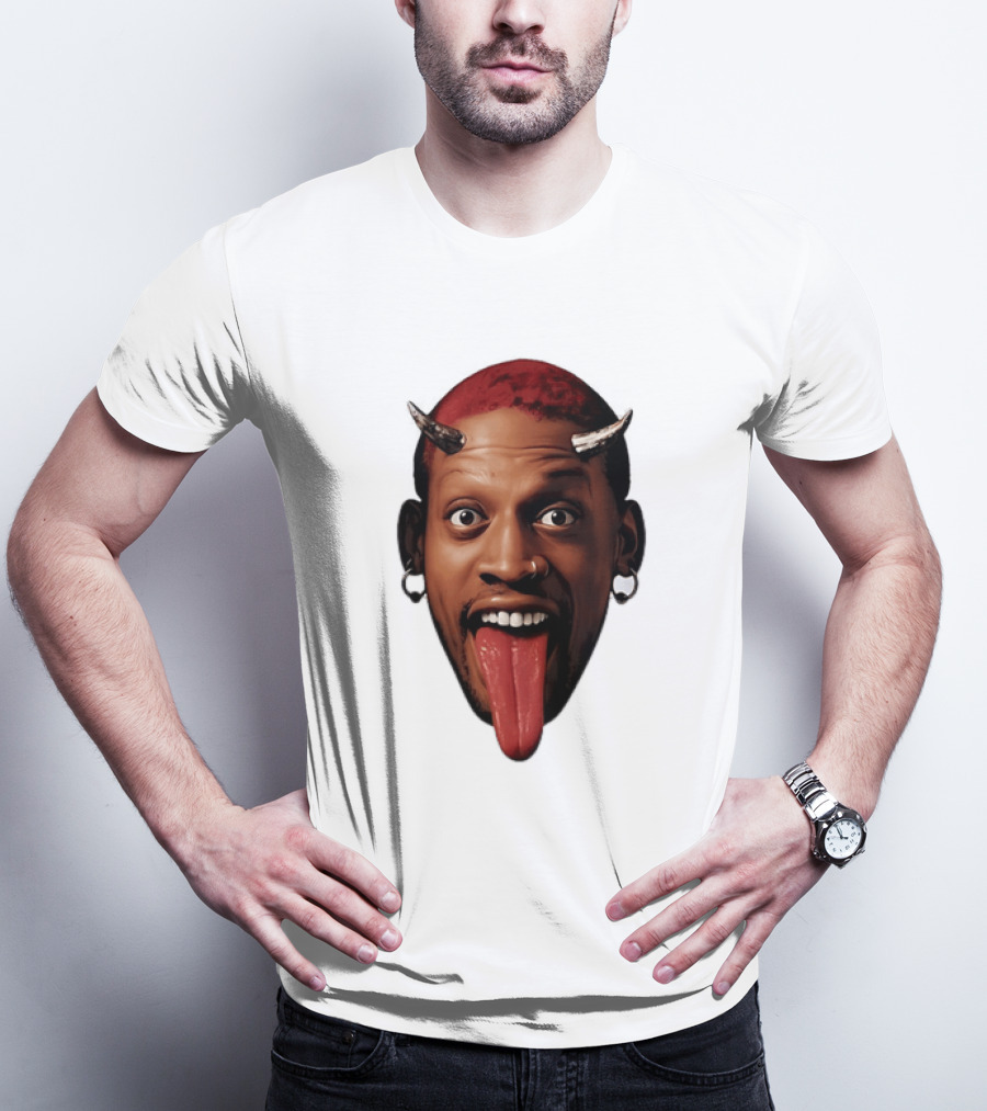 Dennis Rodman Big Face Devil Horns Chicago Bulls T-Shirt