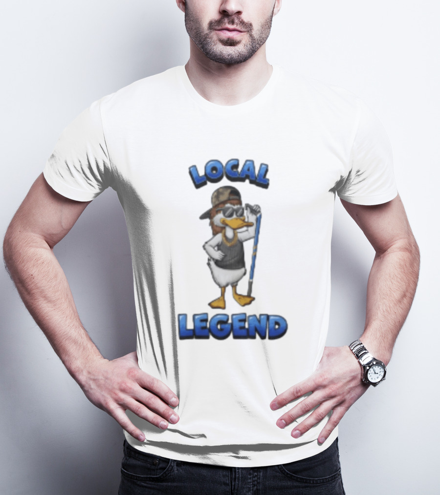Duck Local Legend Hockey Player In Sunglasses And Cap T-Shirt