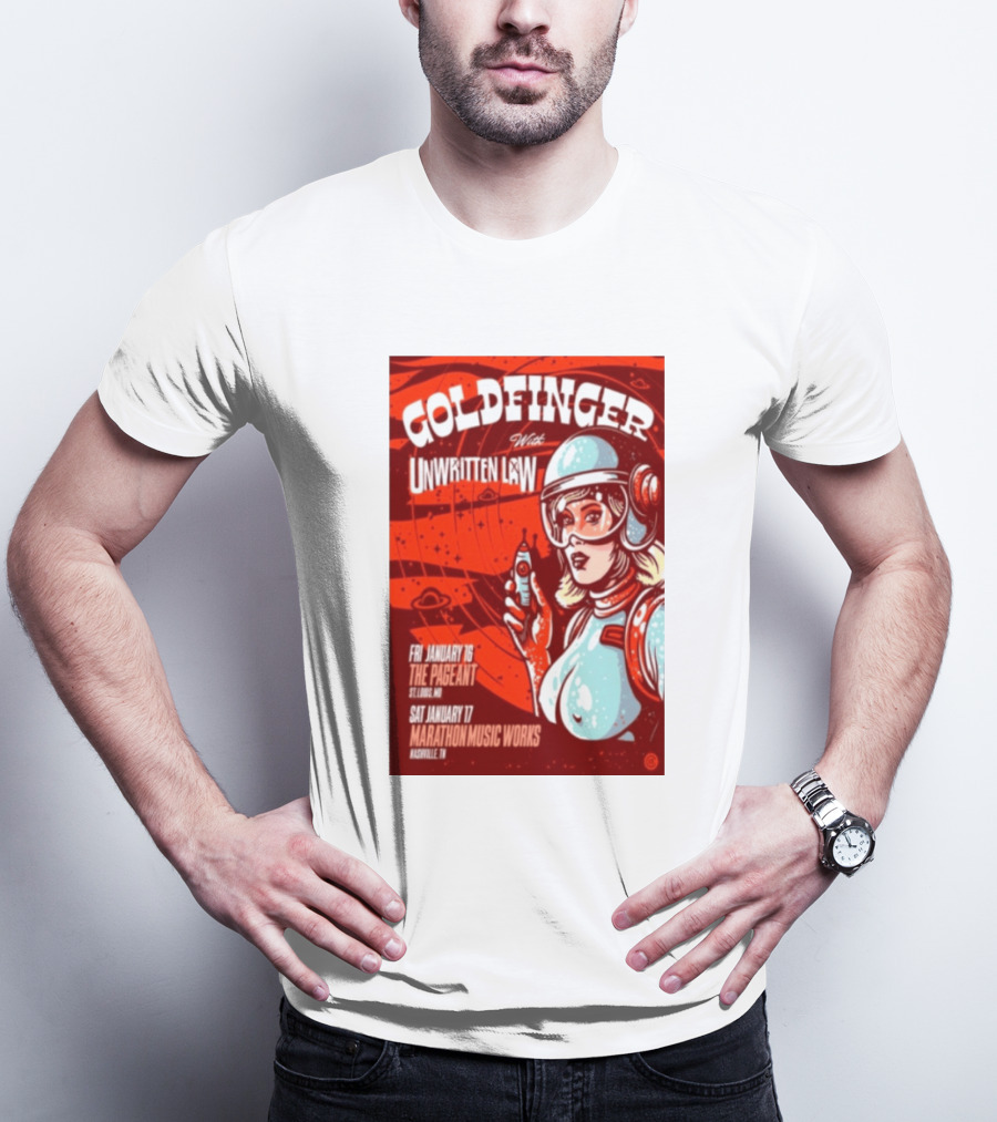Goldfinger With Unwritten Law The Pageant St. Louis Marathon Music Works Nashville January 16 17 2026 Concert Retro Futuristic Spacewoman T-Shirt