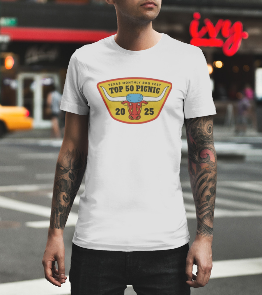 Texas Monthly BBQ Fest Top 50 Picnic 2025 Longhorn T-Shirt