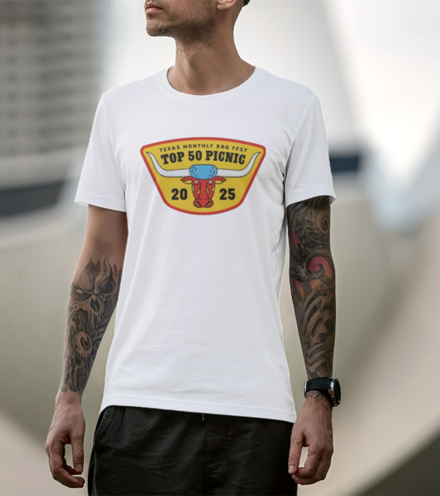 Texas Monthly BBQ Fest Top 50 Picnic 2025 Longhorn T-Shirt