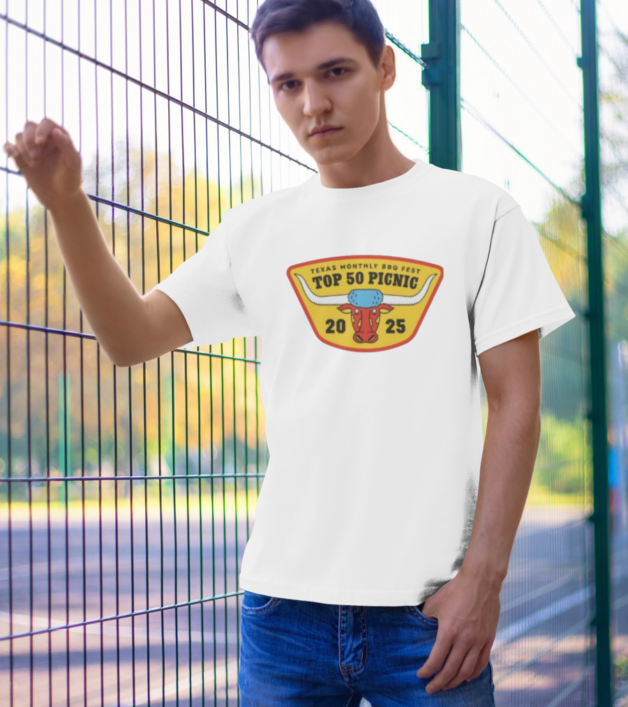 Texas Monthly BBQ Fest Top 50 Picnic 2025 Longhorn T-Shirt