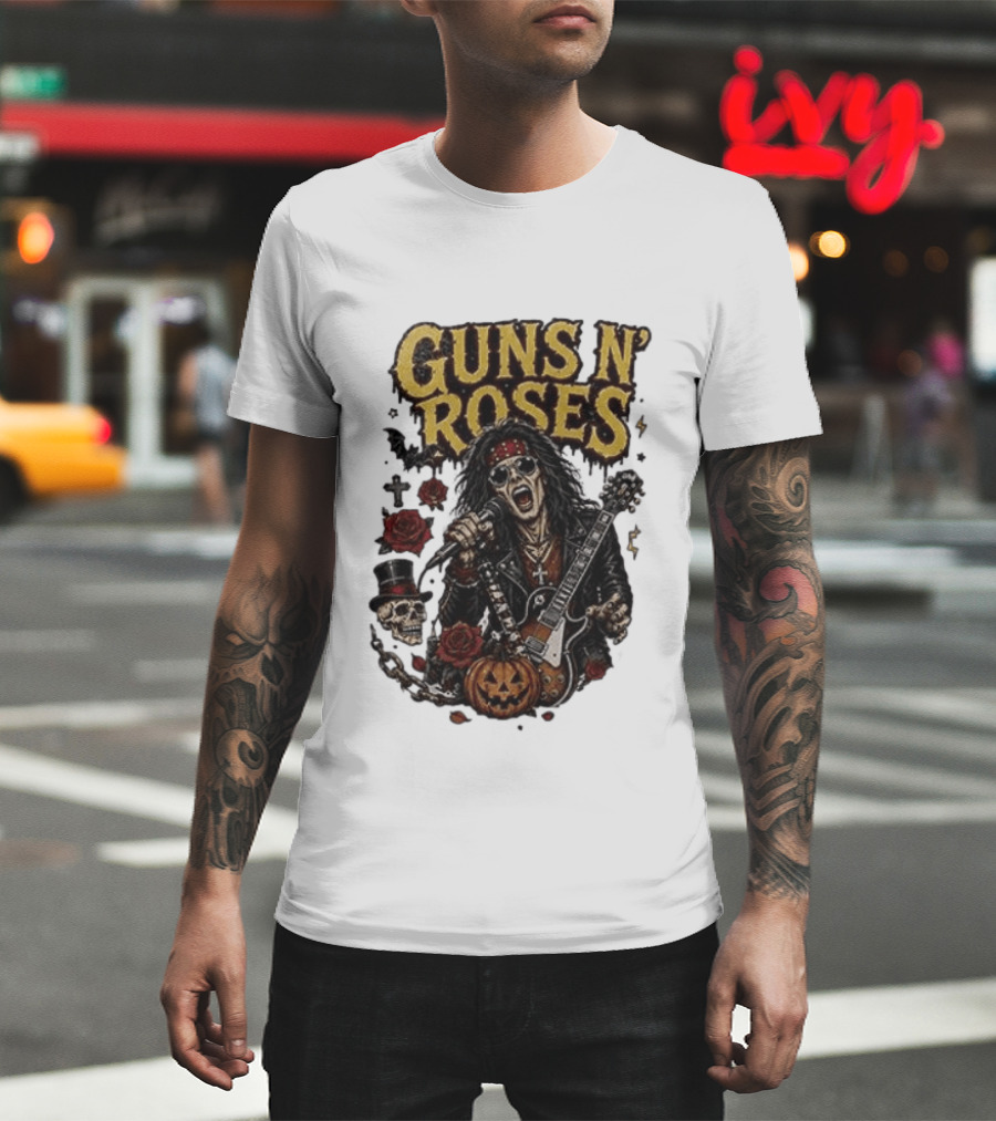 Guns N' Roses I'm A GNR Ghoul Appetite For Fright Halloween Rocks With Skulls And Pumpkins T-Shirt