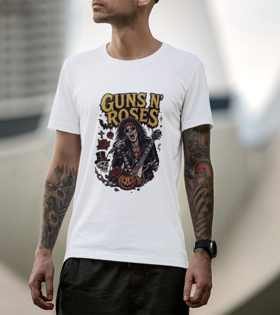Guns N' Roses I'm A GNR Ghoul Appetite For Fright Halloween Rocks With Skulls And Pumpkins T-Shirt