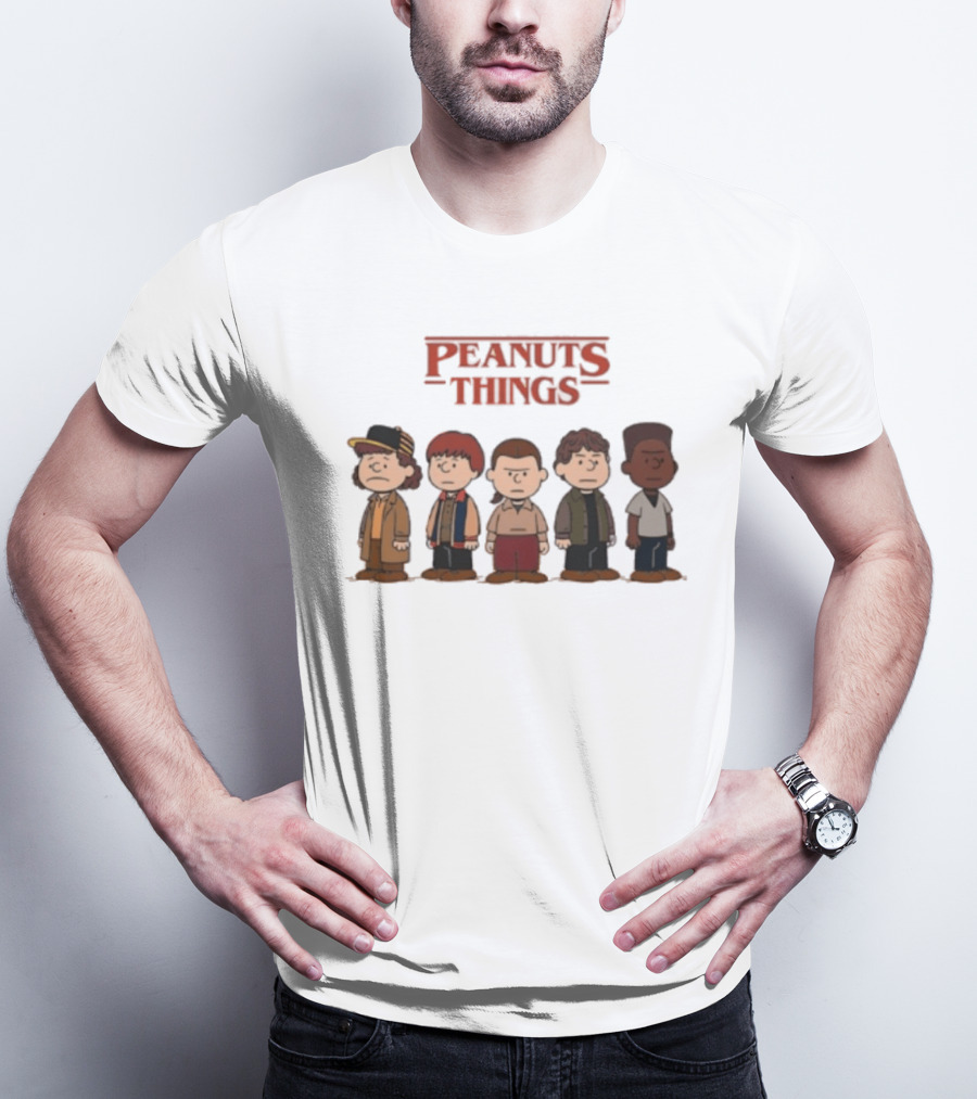 Peanuts Things Cartoon Characters Mashup Stranger 80s T-Shirt