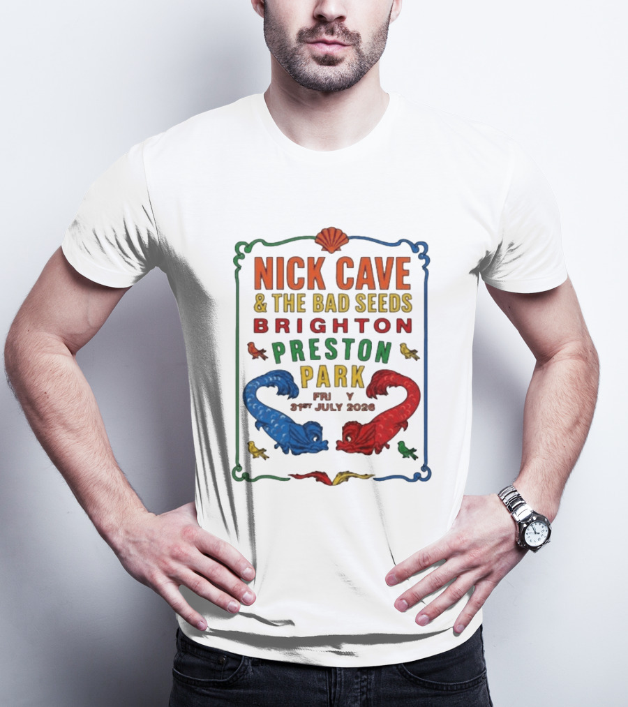 Nick Cave & The Bad Seeds Brighton Preston Park 31 July 2026 Colorful Dragons T-Shirt