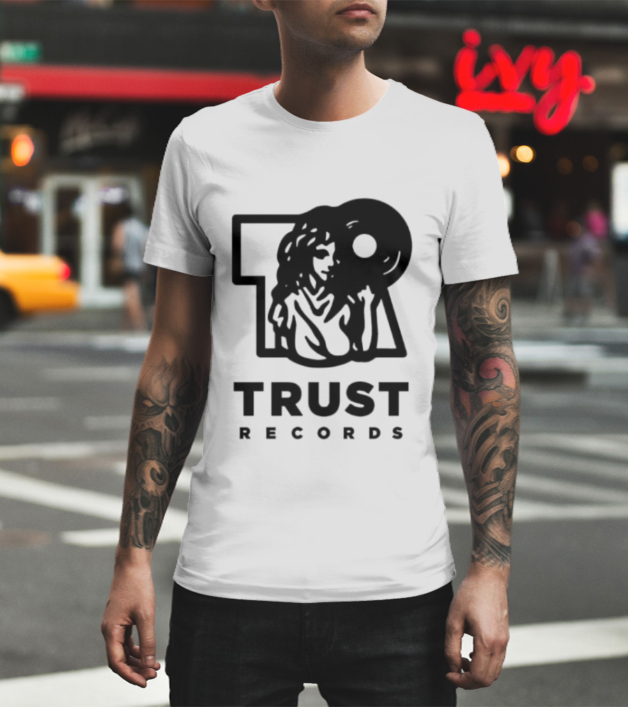 Trust Records Vinyl Spinning Woman T-Shirt