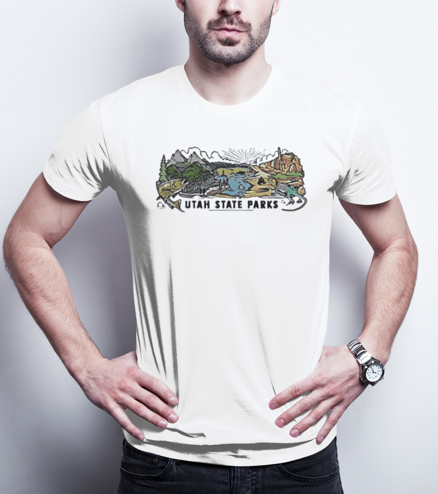 Utah State Parks Scenic Landscape With Mountains And Trees T-Shirt