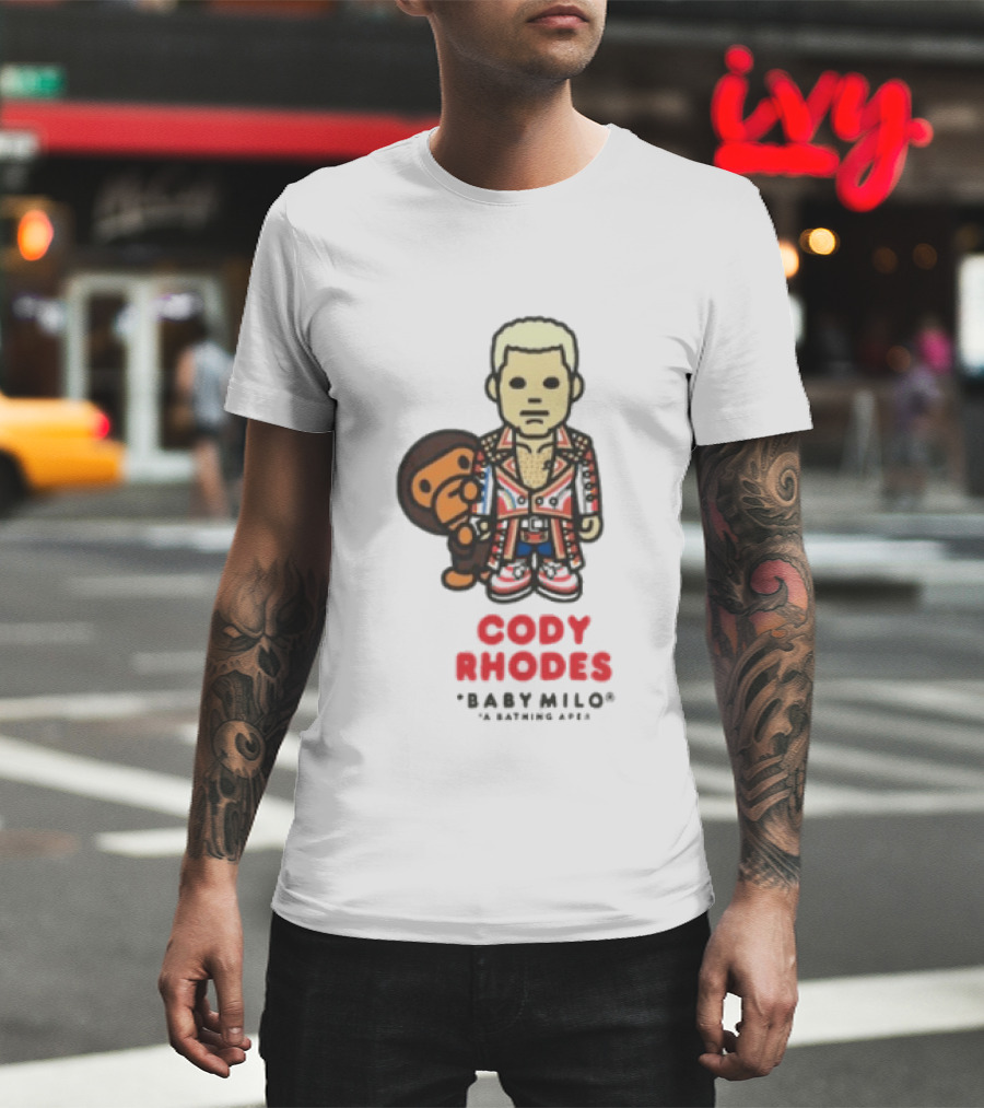 Cody Rhodes Baby Milo Wrestling Mens White Wwe Collaboration T-Shirt