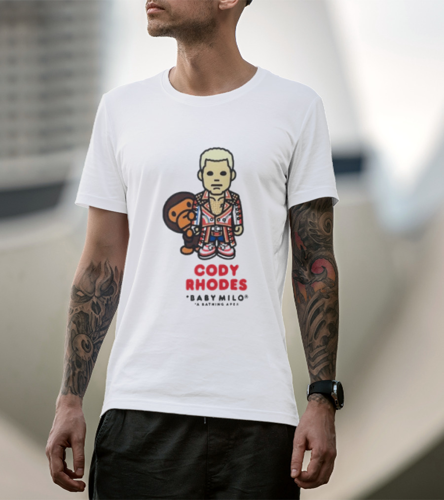 Cody Rhodes Baby Milo Wrestling Mens White Wwe Collaboration T-Shirt
