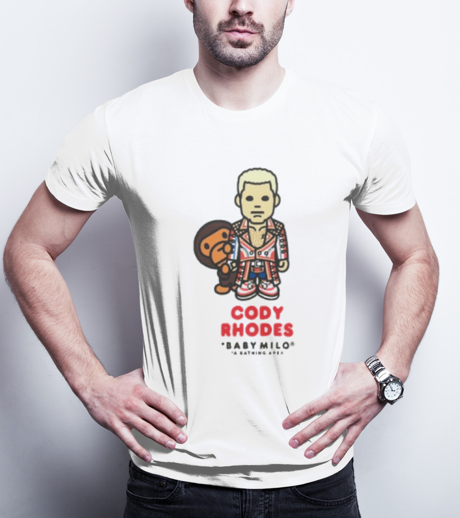 Cody Rhodes Baby Milo Wrestling Mens White Wwe Collaboration T-Shirt