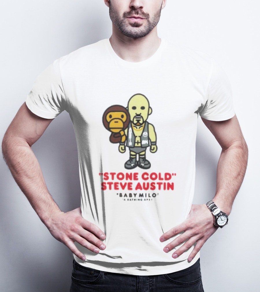 Stone Cold Steve Austin Baby Milo Collaboration Mens White T-Shirt