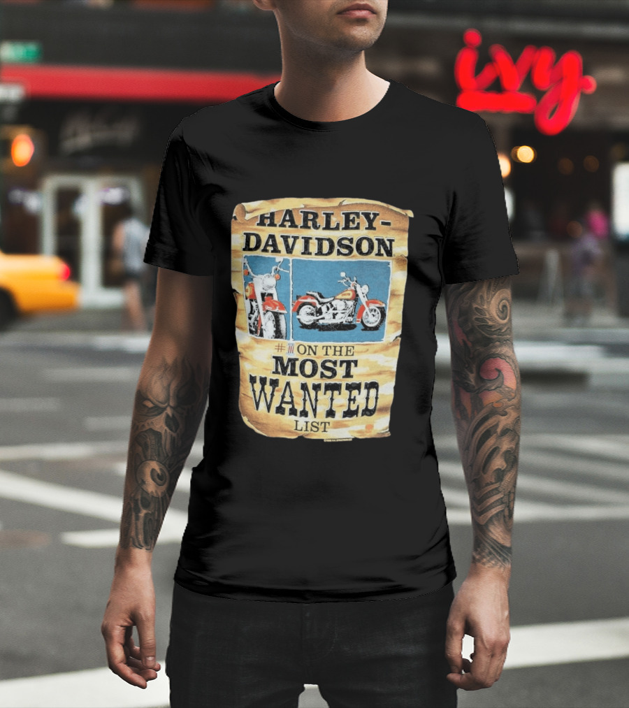 Harley Davidson #1 On The Most Wanted List Motorcycle 1986 Bismarck North Dakota T-Shirt