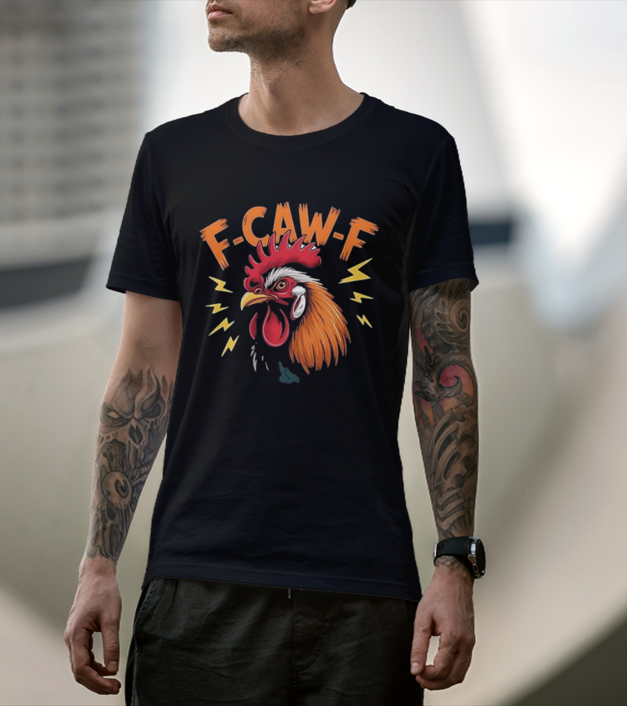 F Caw F Humor Meme Rooster Thunderbolts T-Shirt