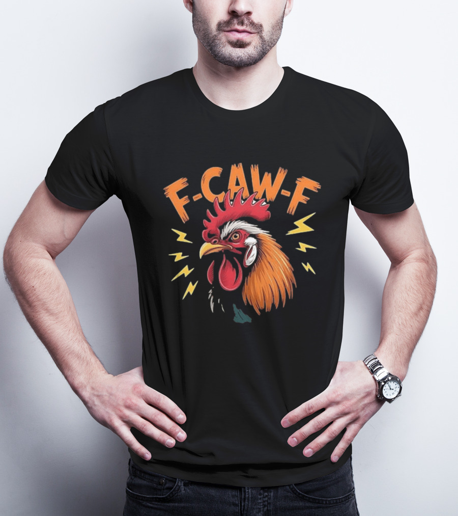 F Caw F Humor Meme Rooster Thunderbolts T-Shirt