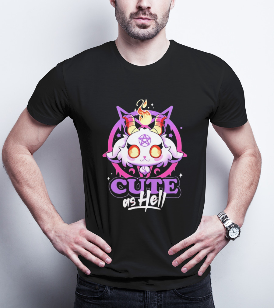 Cute As Hell Goat Demon Pentagram Flame T-Shirt