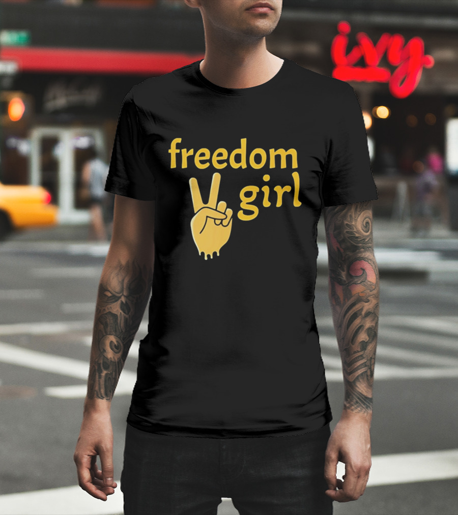 Freedom Girl Peace Sign Hand Gesture T-Shirt
