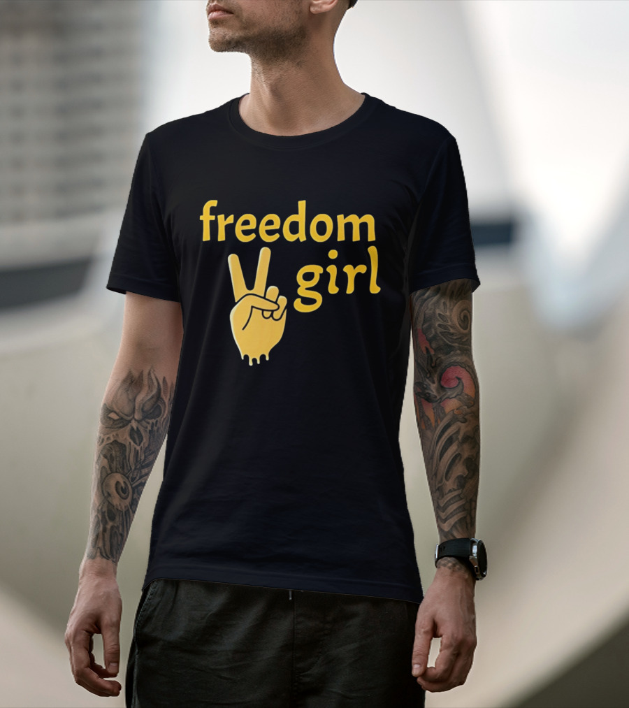 Freedom Girl Peace Sign Hand Gesture T-Shirt