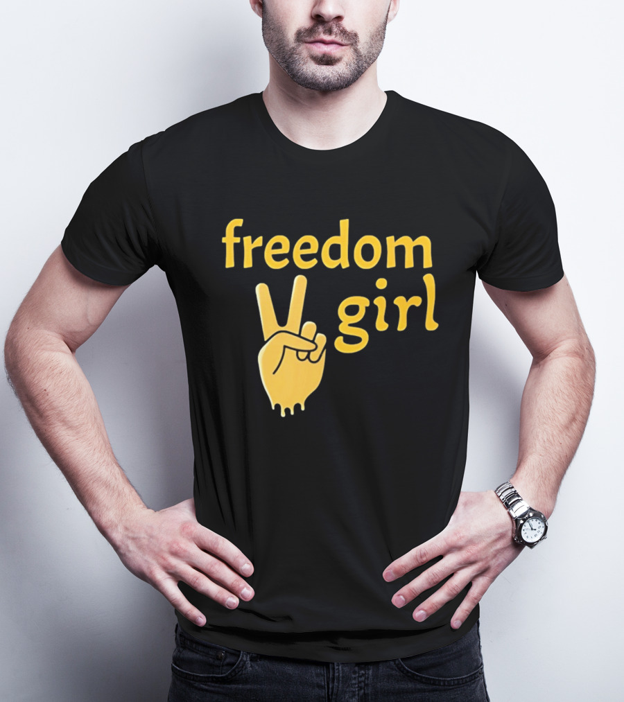 Freedom Girl Peace Sign Hand Gesture T-Shirt