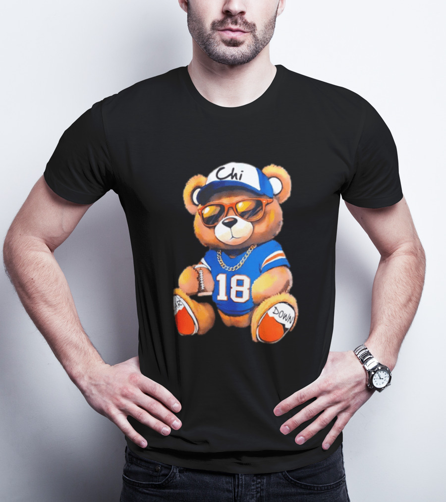 Bear Down Chi 18 Teddy Bear Football Fan Gear T-Shirt