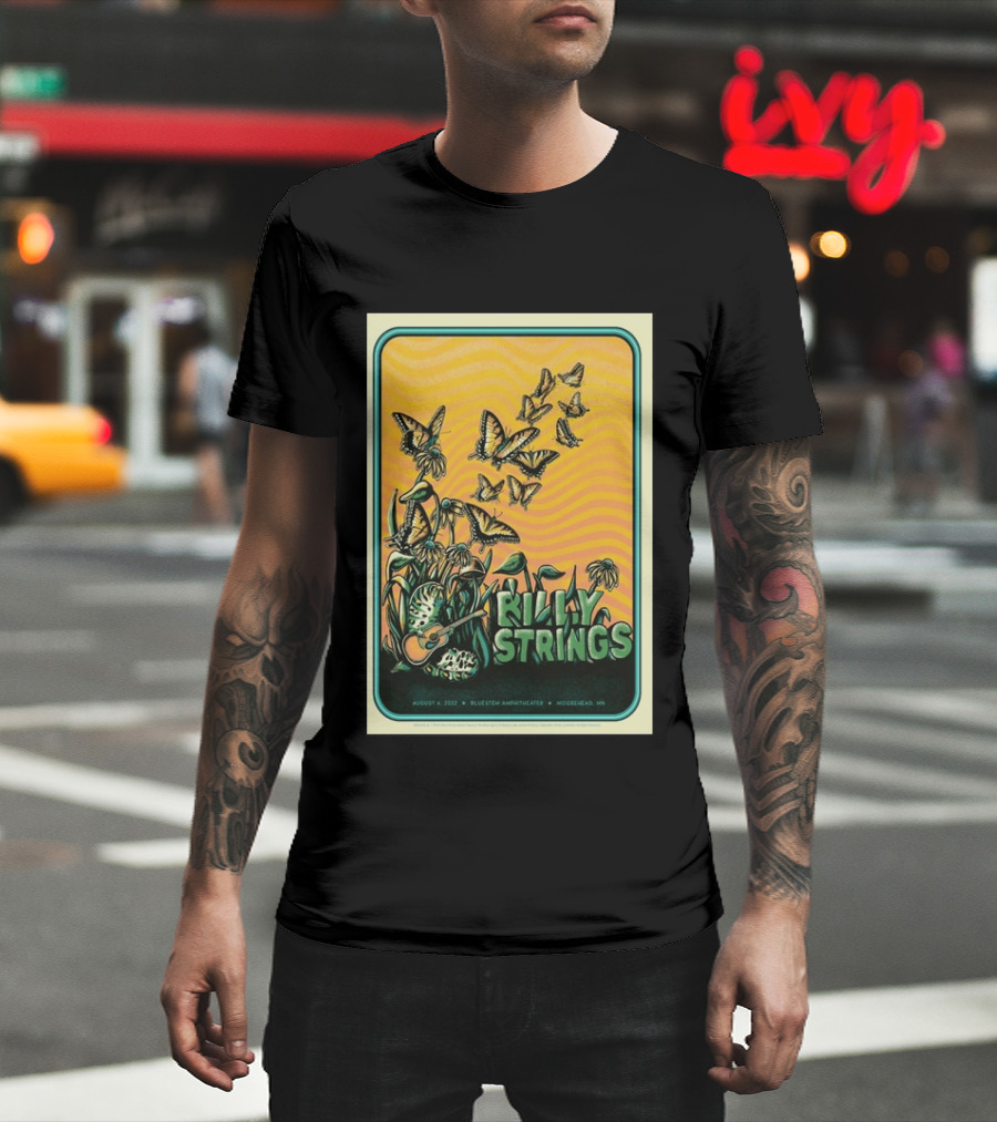 Billy Strings Bluestem Amphitheater August 6 2022 Butterfly Moorehead MN T-Shirt