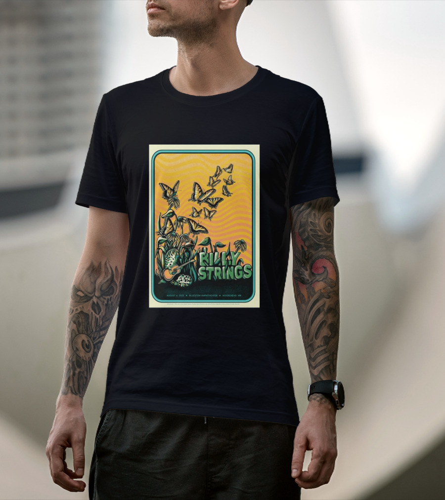 Billy Strings Bluestem Amphitheater August 6 2022 Butterfly Moorehead MN T-Shirt