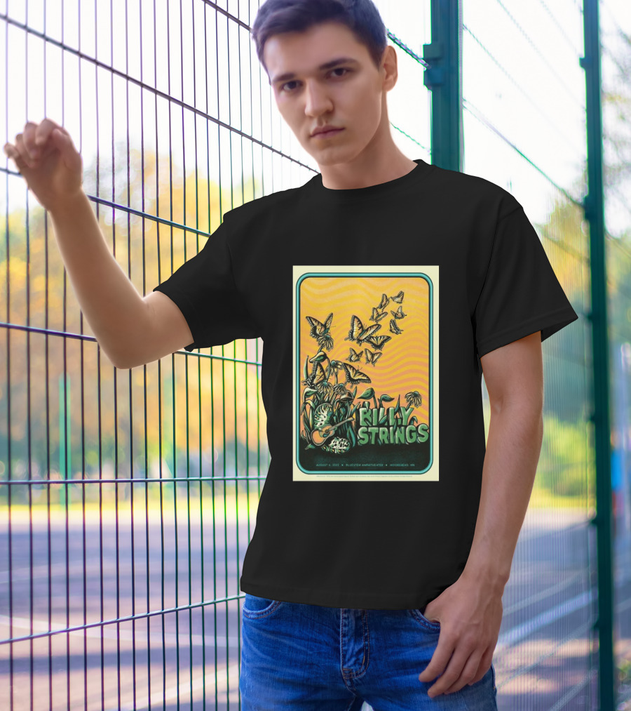 Billy Strings Bluestem Amphitheater August 6 2022 Butterfly Moorehead MN T-Shirt