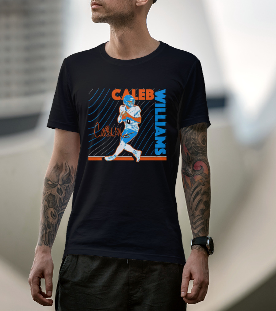 Caleb Williams Signed Football Chicago Bears Action Quarterback Sports Memorabilia T-Shirt