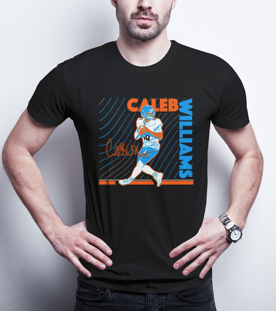 Caleb Williams Signed Football Chicago Bears Action Quarterback Sports Memorabilia T-Shirt