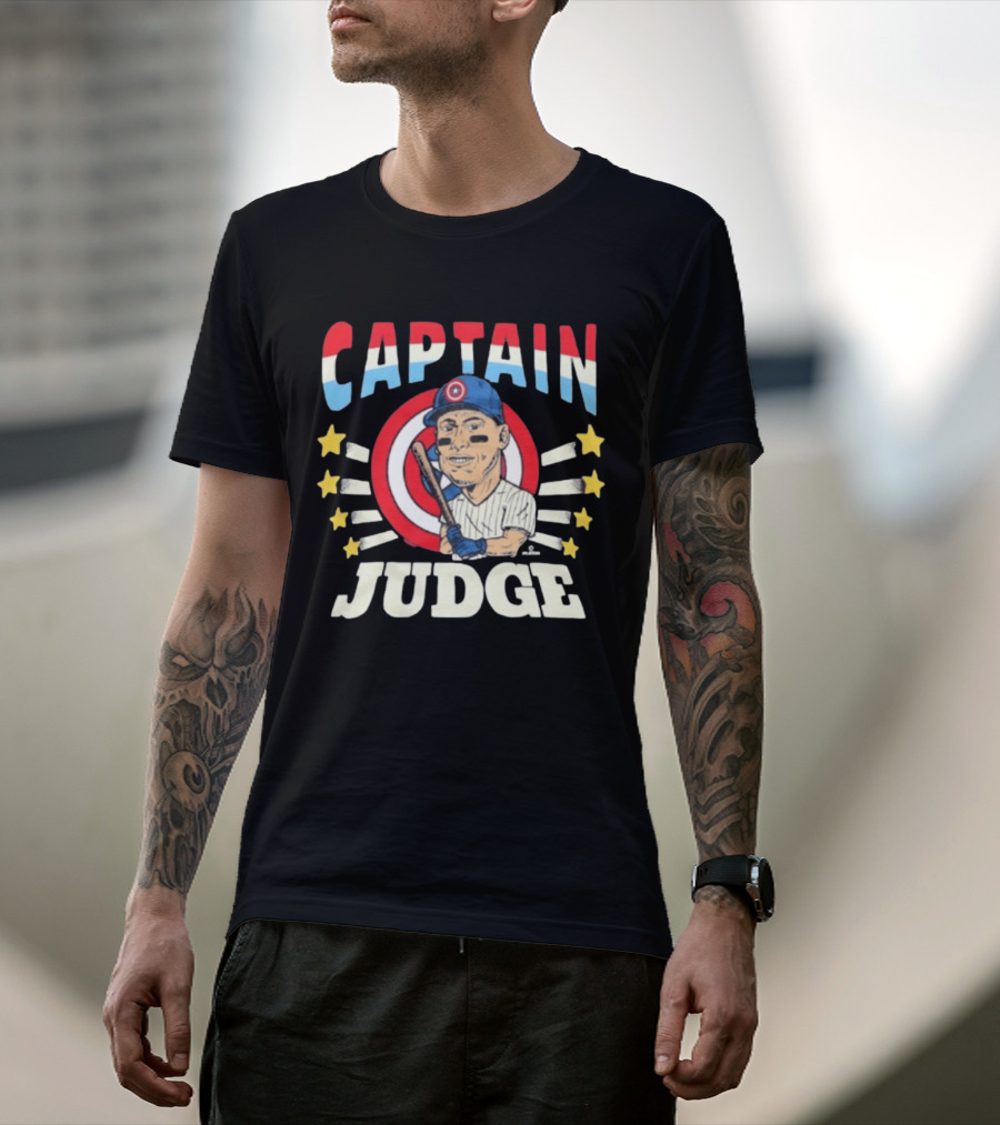 Captain America Judge Baseball Caricature Stars T-Shirt