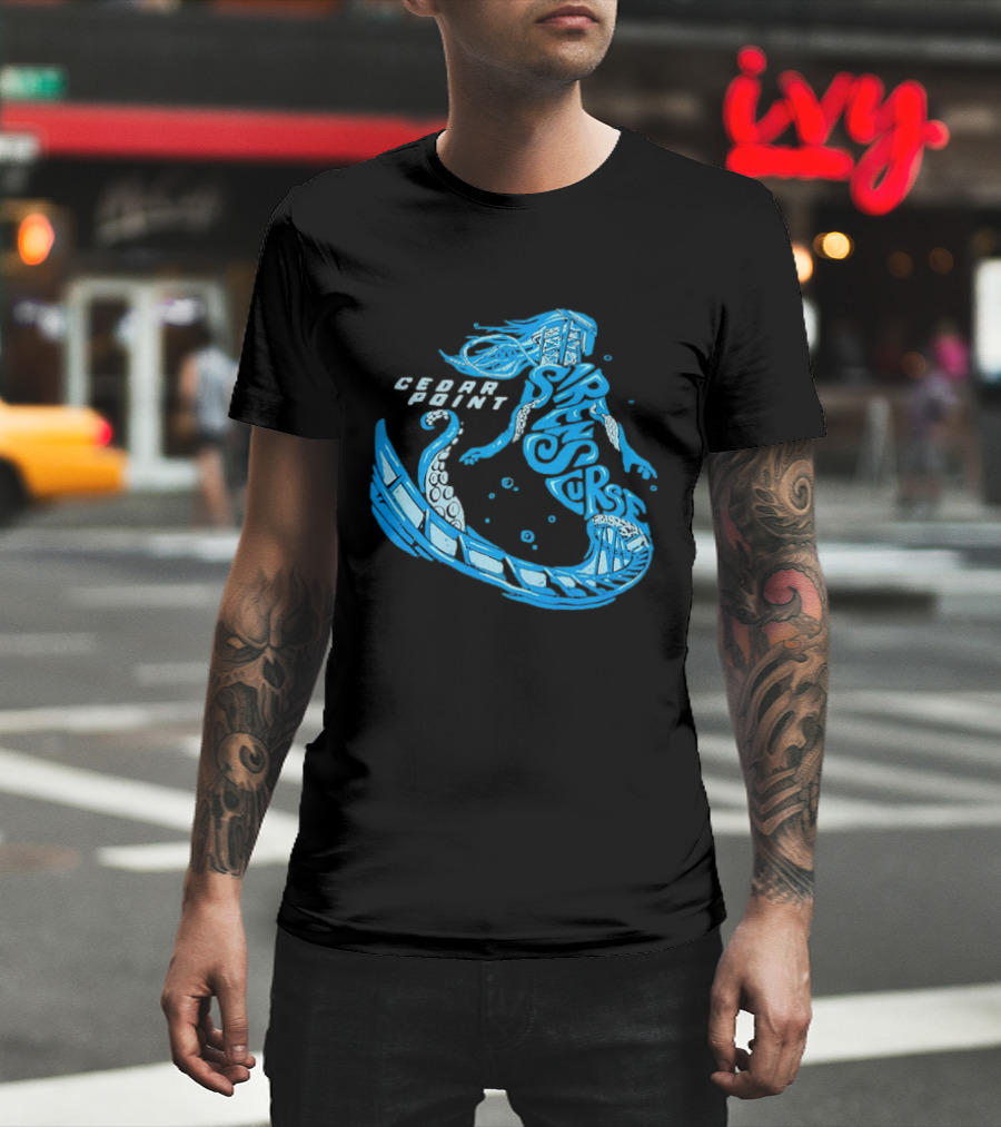 Cedar Point Sirens Curse Roller Blue Mermaid T-Shirt