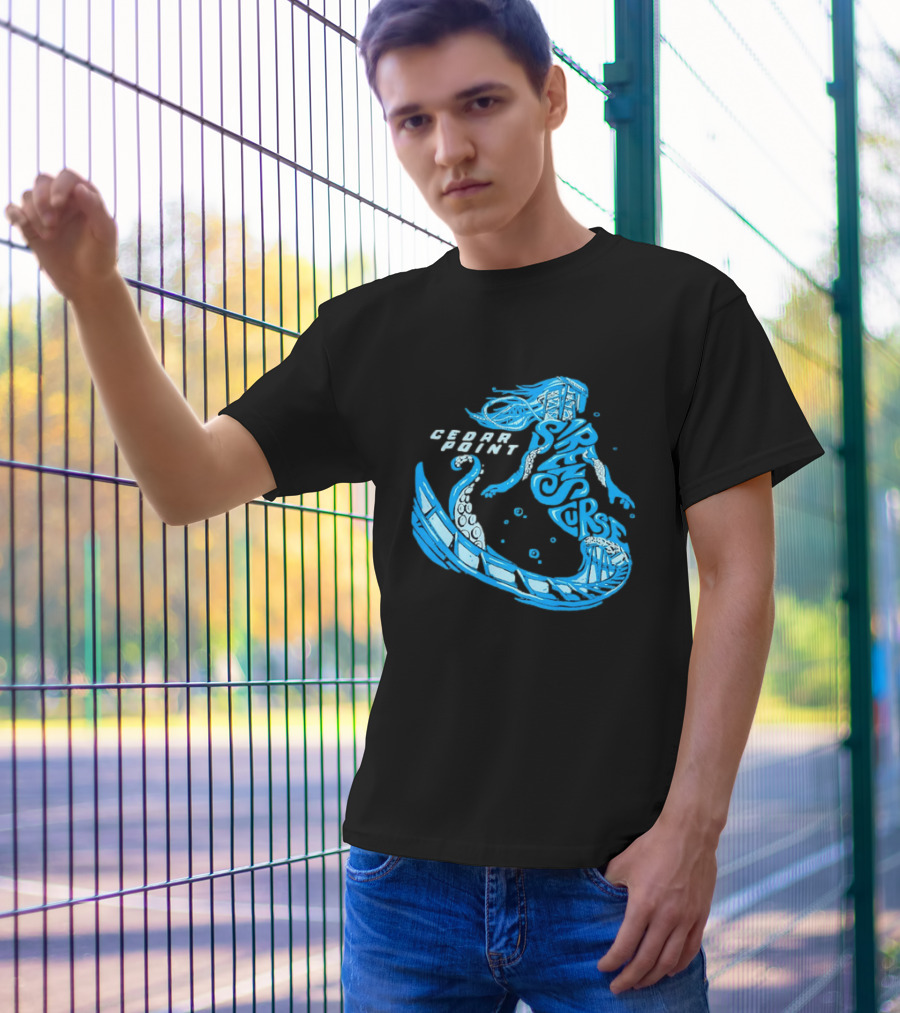 Cedar Point Sirens Curse Roller Blue Mermaid T-Shirt