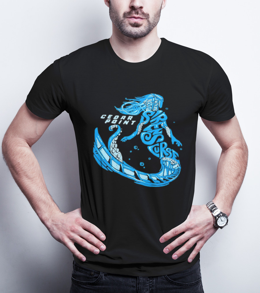 Cedar Point Sirens Curse Roller Blue Mermaid T-Shirt